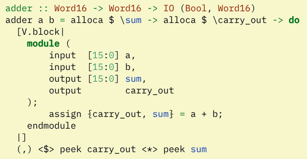 `inline-verilog`: Execute Verilog circuits from Haskell
